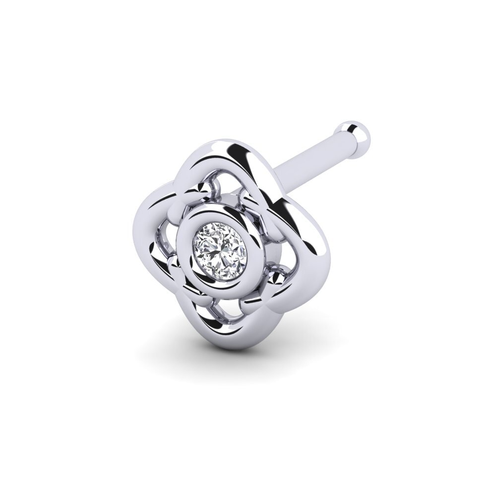 GLAMIRA Nose Pin Awaldo in 0.015 Carat Round cut 14ct White Gold ...