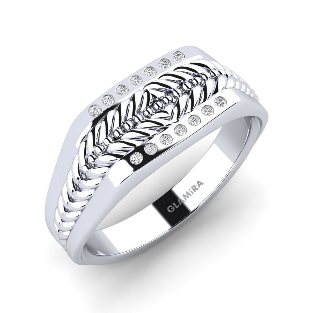 Men's Ring Lenig in 0.112 Carat Round cut White Silver Diamond free ...