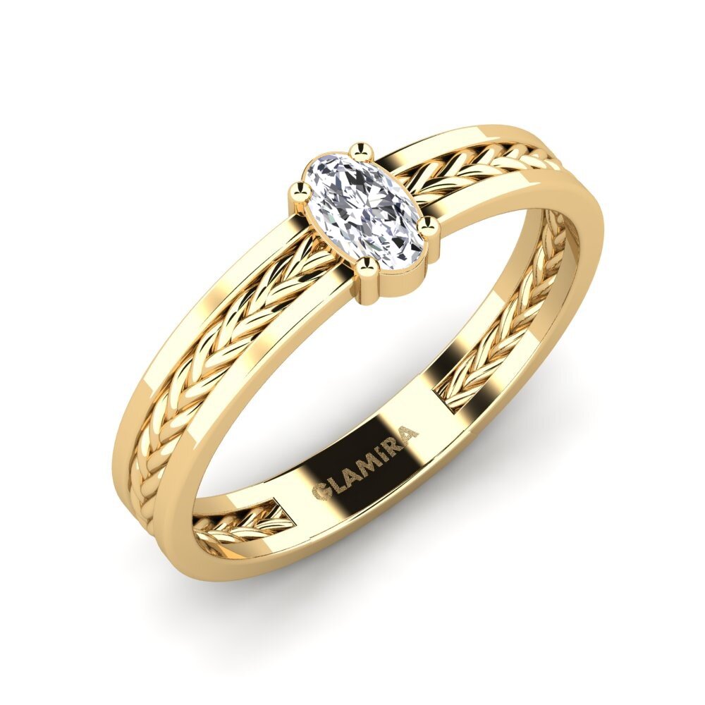 Engagement Ring Repica in 0.2 Carat Oval cut 14k Yellow Gold Diamond ...