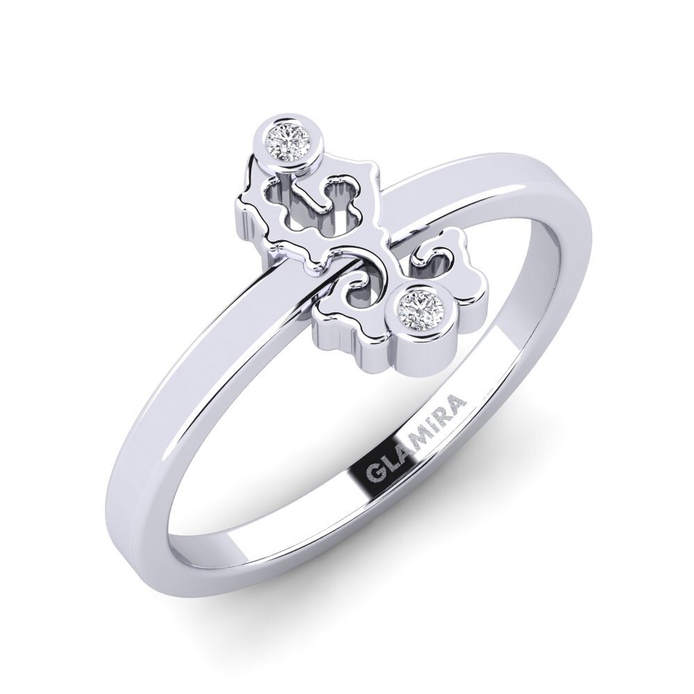 Buy 0.024 Carat Round cut Diamond 9ct White Gold GLAMIRA Ring Eccear ...