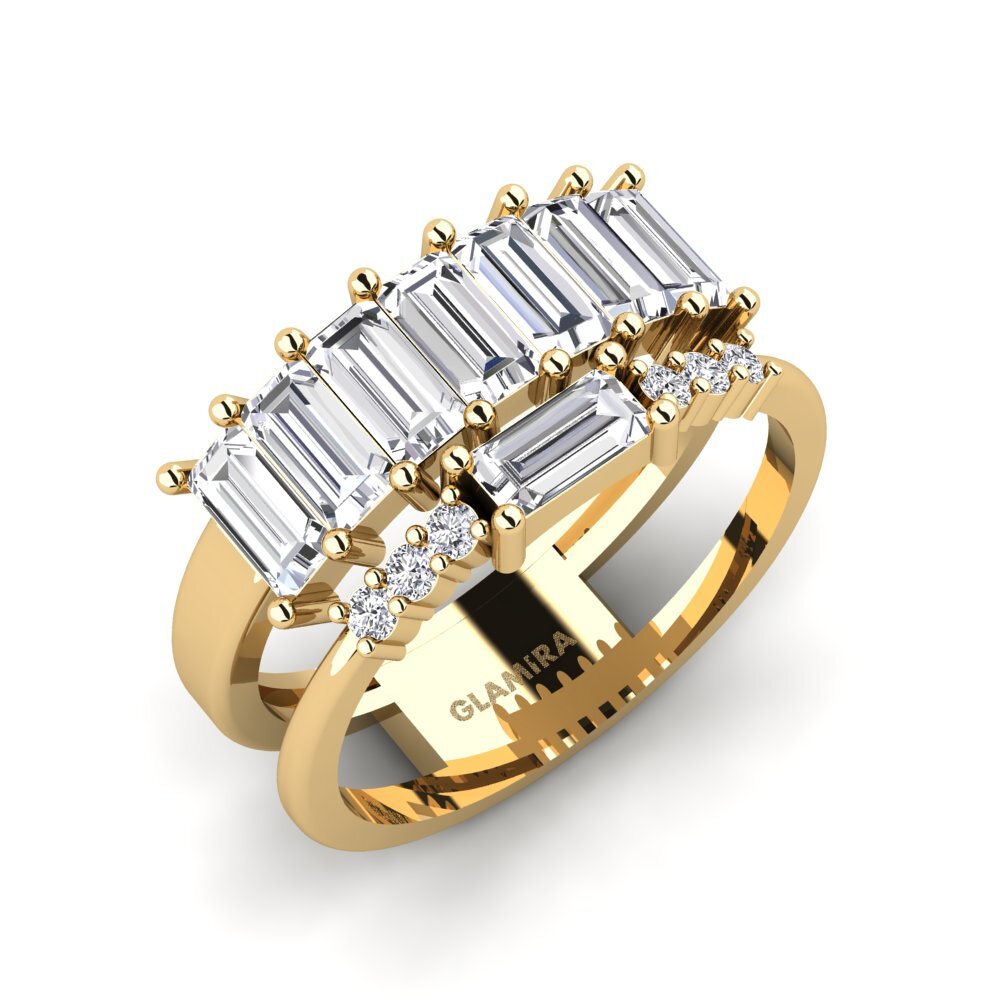 Shop 1.6 Carat Baguette cut 14ct Yellow Gold Diamond GLAMIRA Ring ...