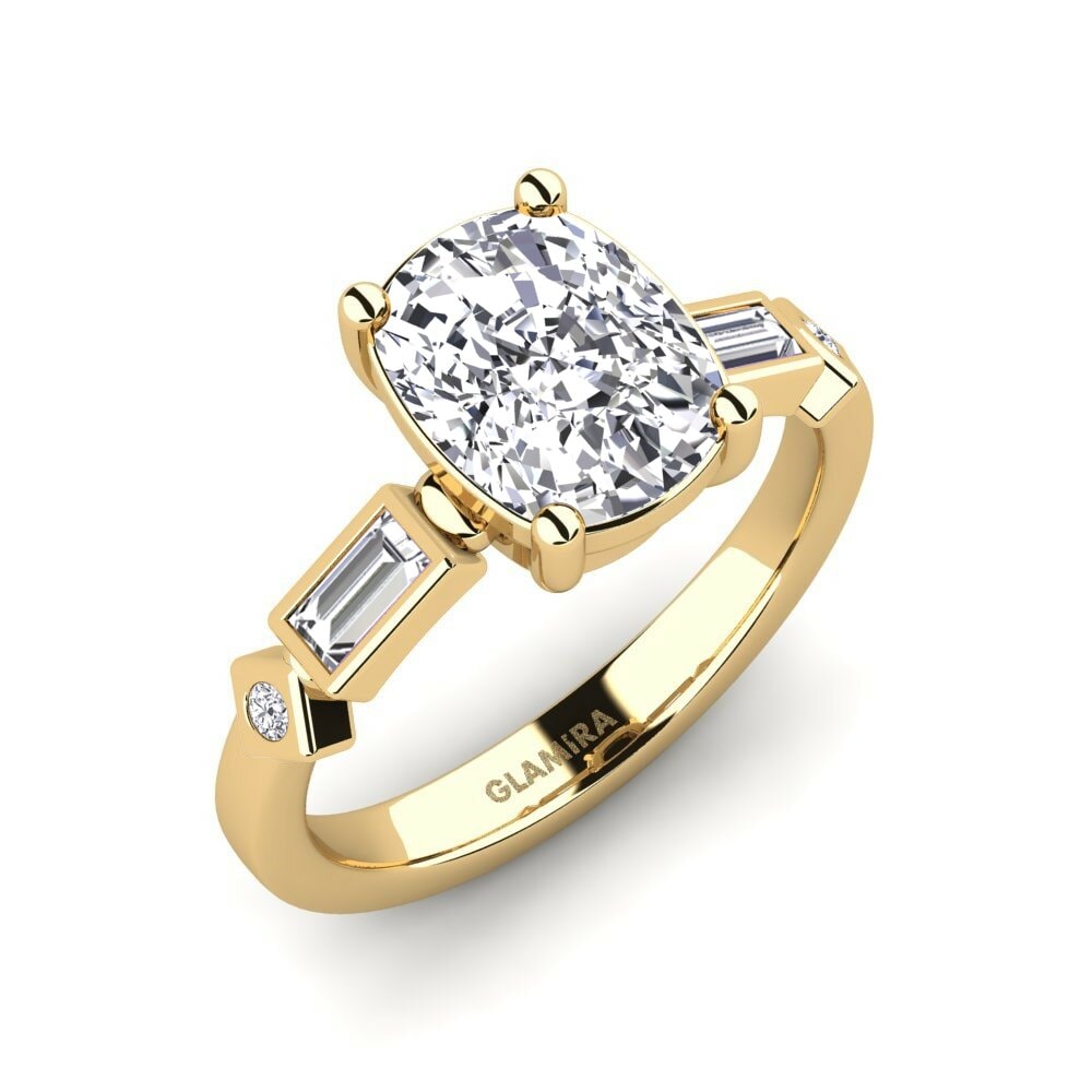 Buy 2.8 Carat Cushion cut 9k Yellow Gold Diamond Engagement Ring Conga ...