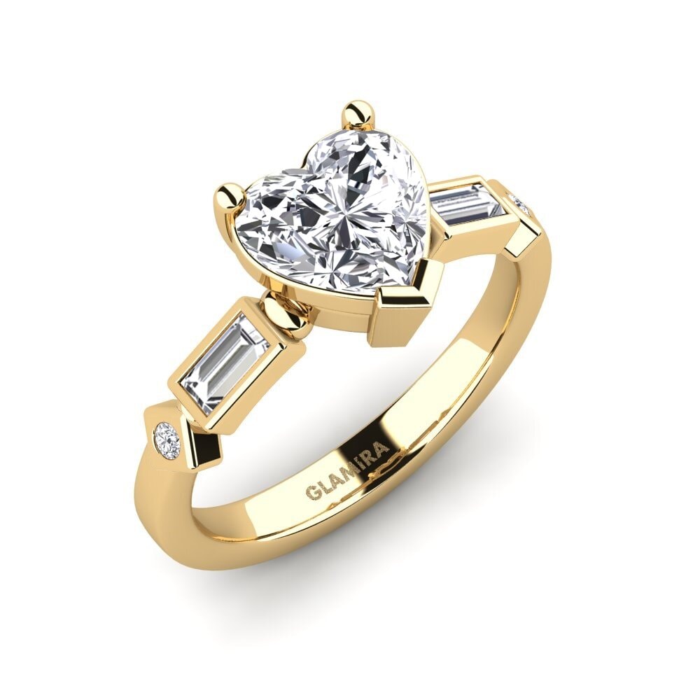 Buy 1.5 Carat Heart cut 14ct Yellow Gold Diamond Engagement Ring Conga ...