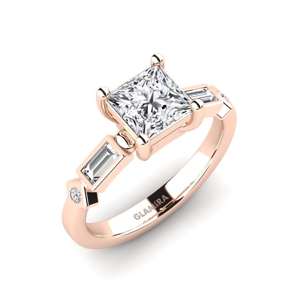 Engagement Ring Conga - Princess in 1.25 Carat Princess cut 9ct Rose ...