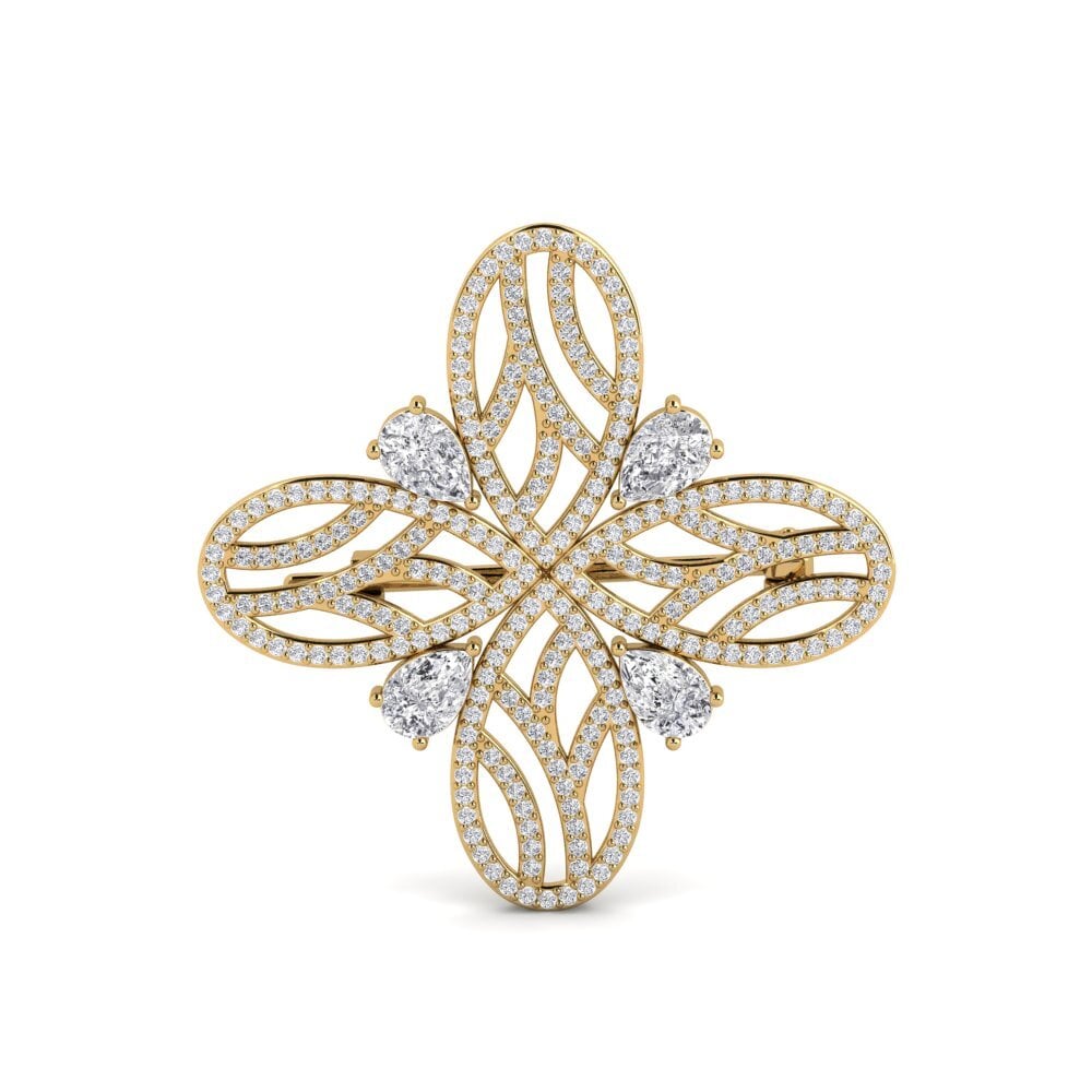 GLAMIRA Brooch Heimer in 1.32 Carat Pear cut 9ct Yellow Gold Diamond ...