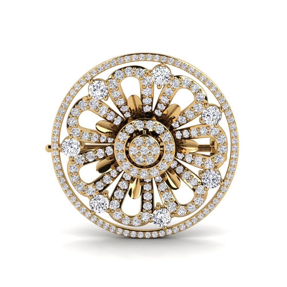 Order 0.7 Carat Round cut 18ct Yellow Gold Diamond GLAMIRA Brooch ...