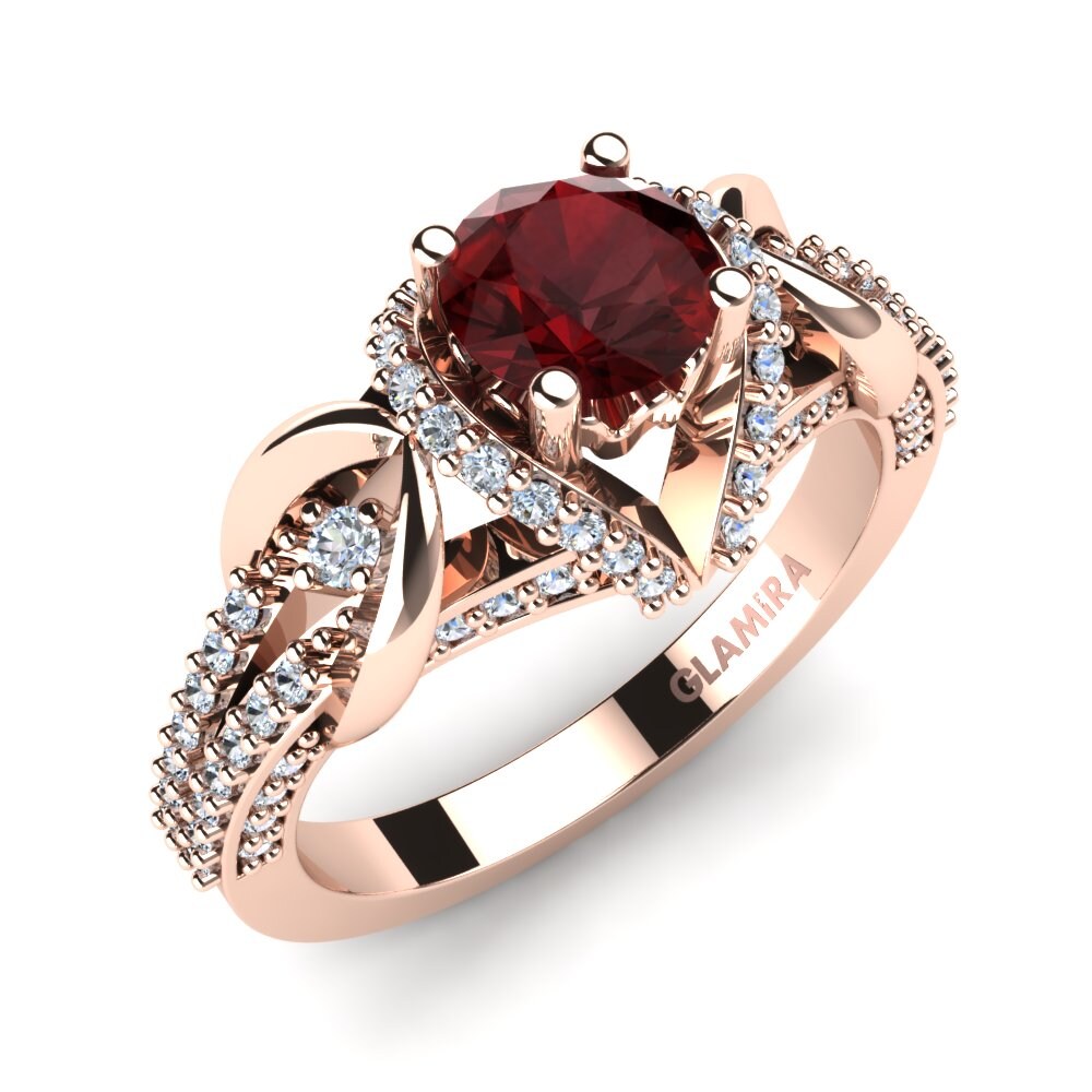 Order 0.65 Carat Round cut 14K Rose Gold Garnet GLAMIRA Bridal Set ...