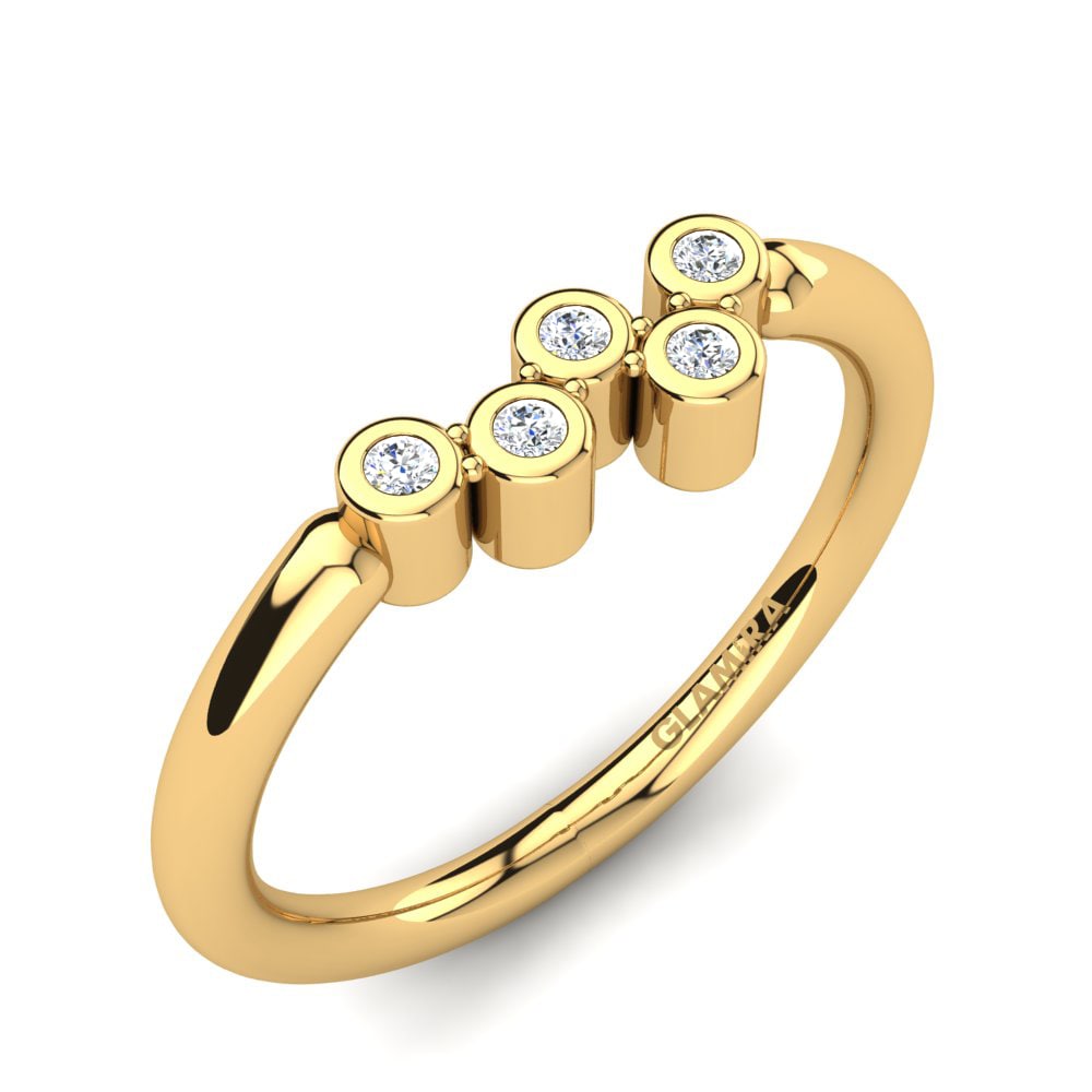 Køb GLAMIRA Knogle Ring Elzira i 0.04 Karat Rund snit 585 Gult Guld ...