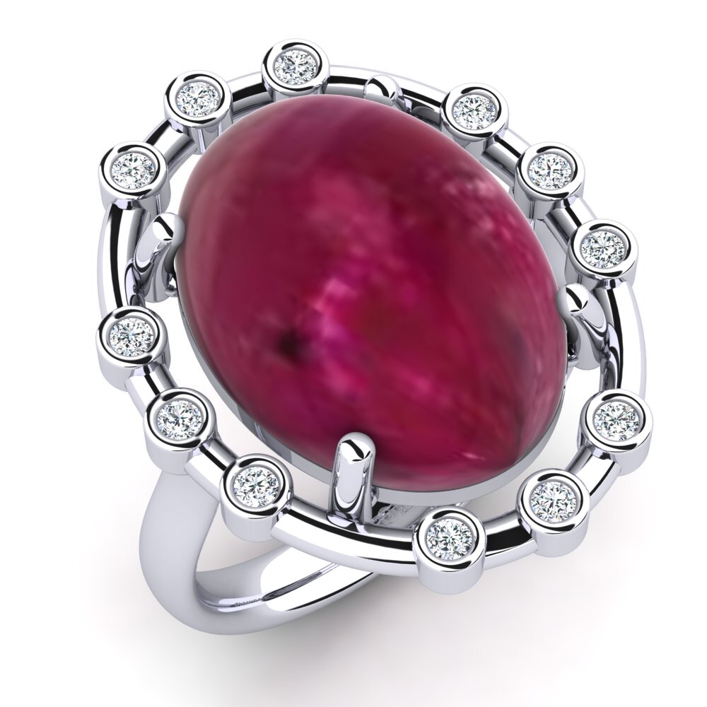 Order 15 Carat Cabochon Oval cut White Gold Ruby GLAMIRA Ring Laurits | GLAMIRA.com