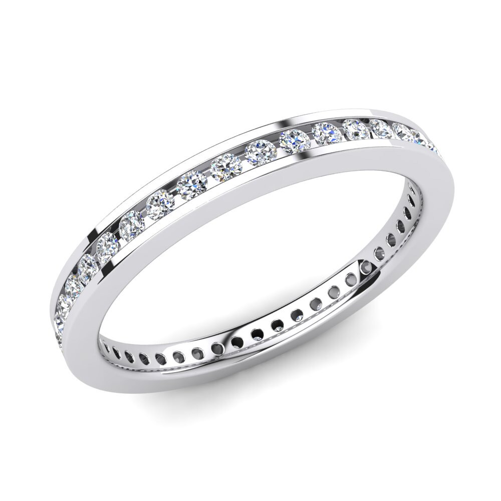 Achetez GLAMIRA Bague Lokavya en Or Blanc 375 Moissanite 0.252 Carats Ronde taillé | GLAMIRA.fr