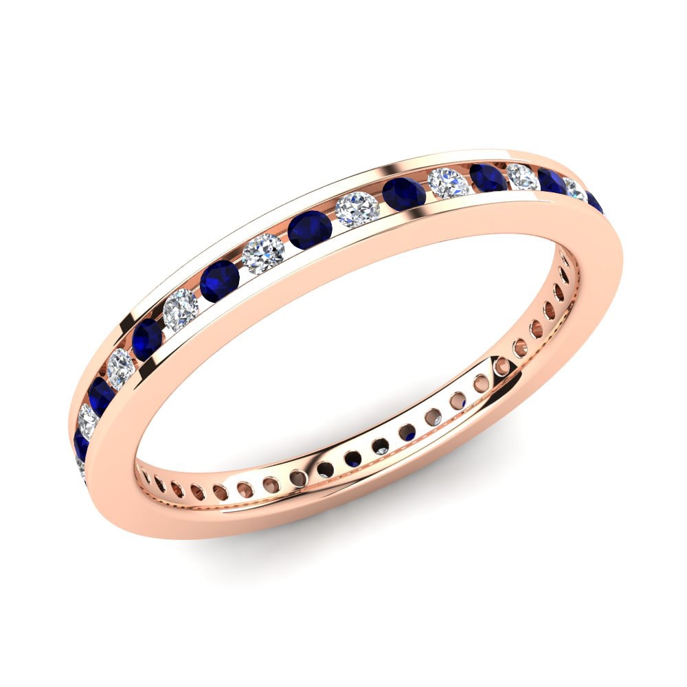 GLAMIRA Ring Lokavya in 0.252 Carat Round cut 9ct Rose Gold Sapphire free shipping | GLAMIRA.sg