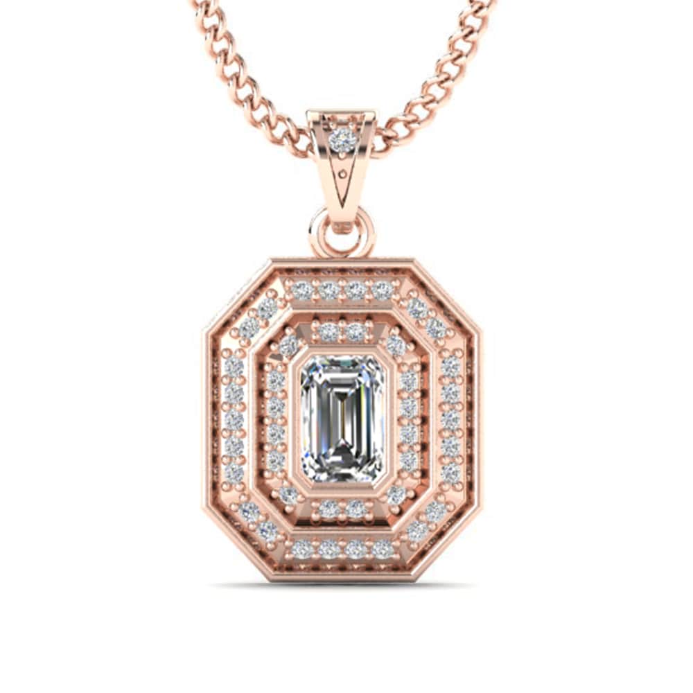 Women's Pendant Mina in 0.62 Carat Emerald Cut cut 9ct Rose Gold ...