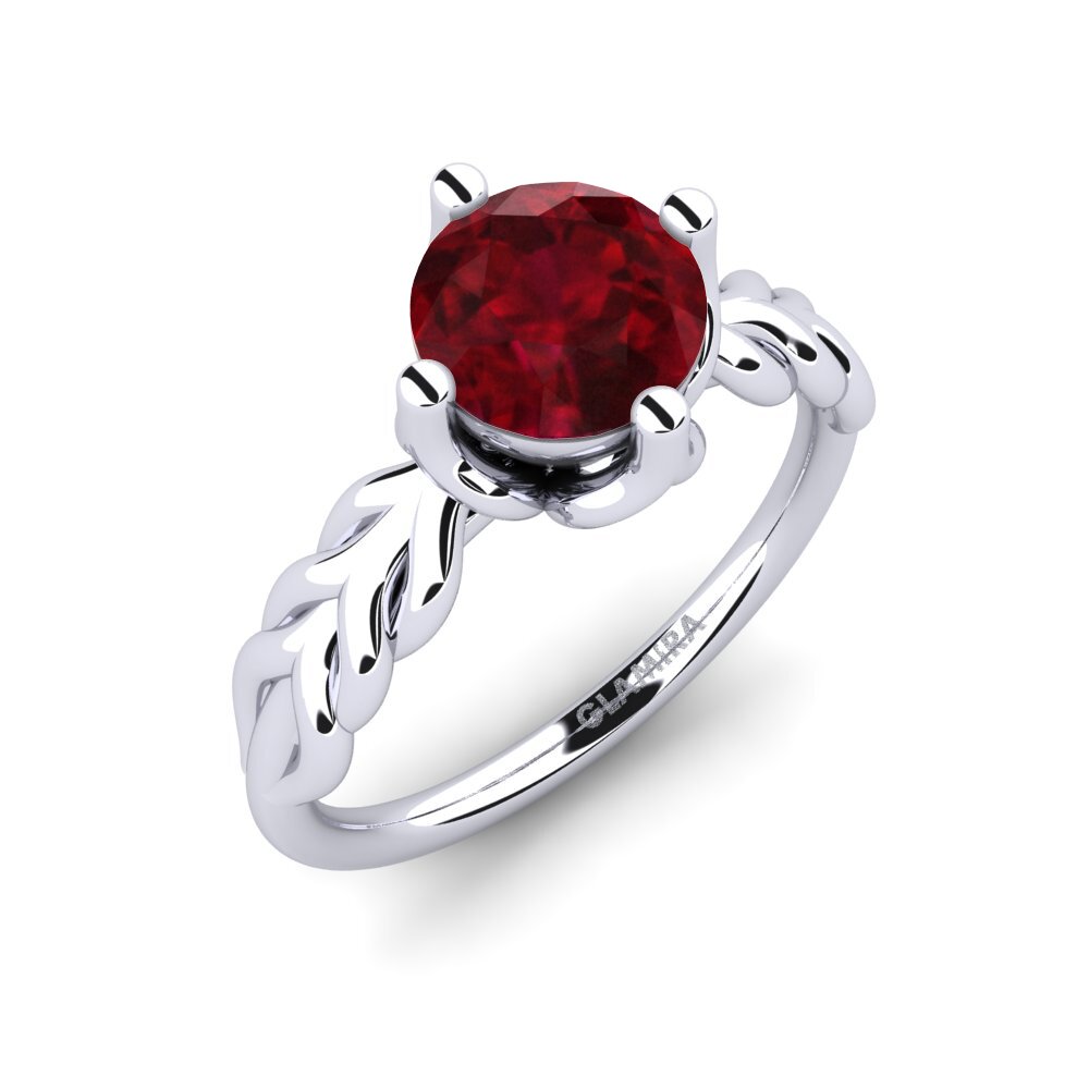 Order 1.25 Carat Round cut 950 Palladium Ruby (Lab Created) Engagement Ring Adelka | GLAMIRA.com