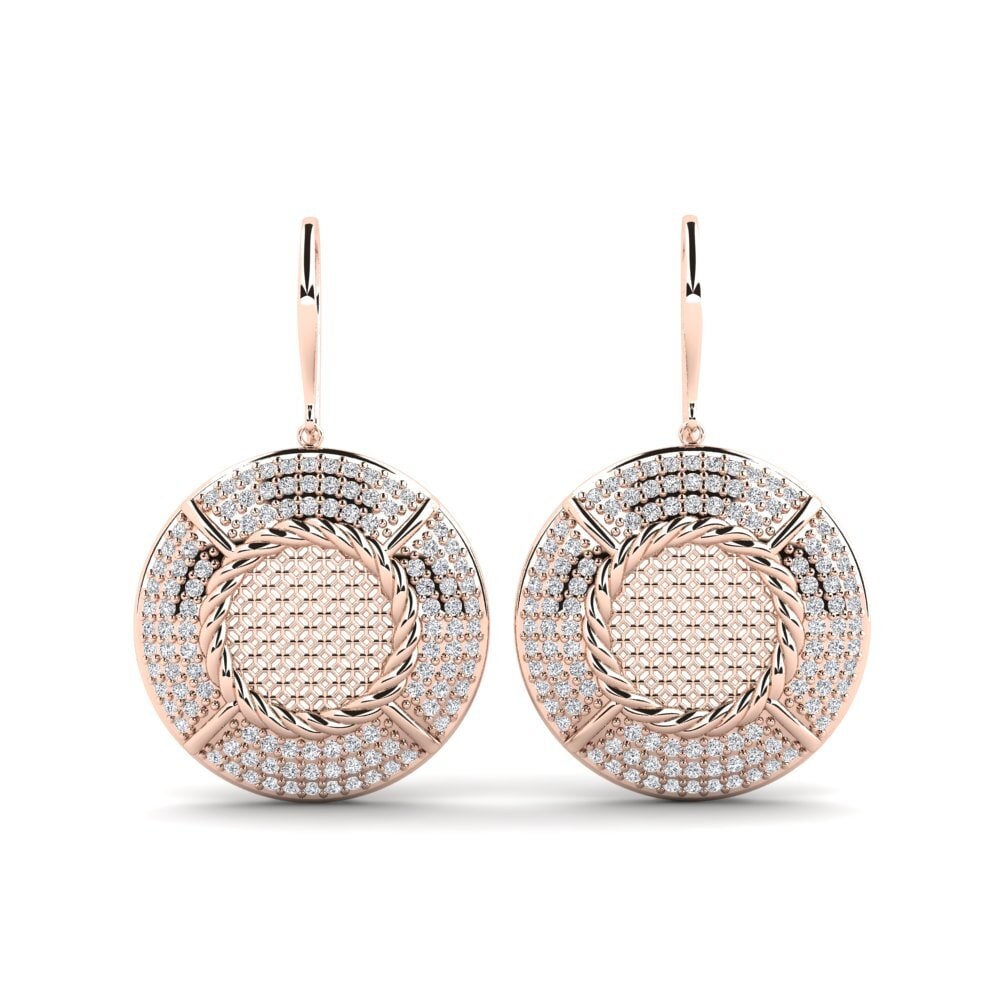 Įsigykite 1.296 Karatas Apvalus formos 585 Prabos Raudonas Auksas Deimantas Moteriškas auskaras ...