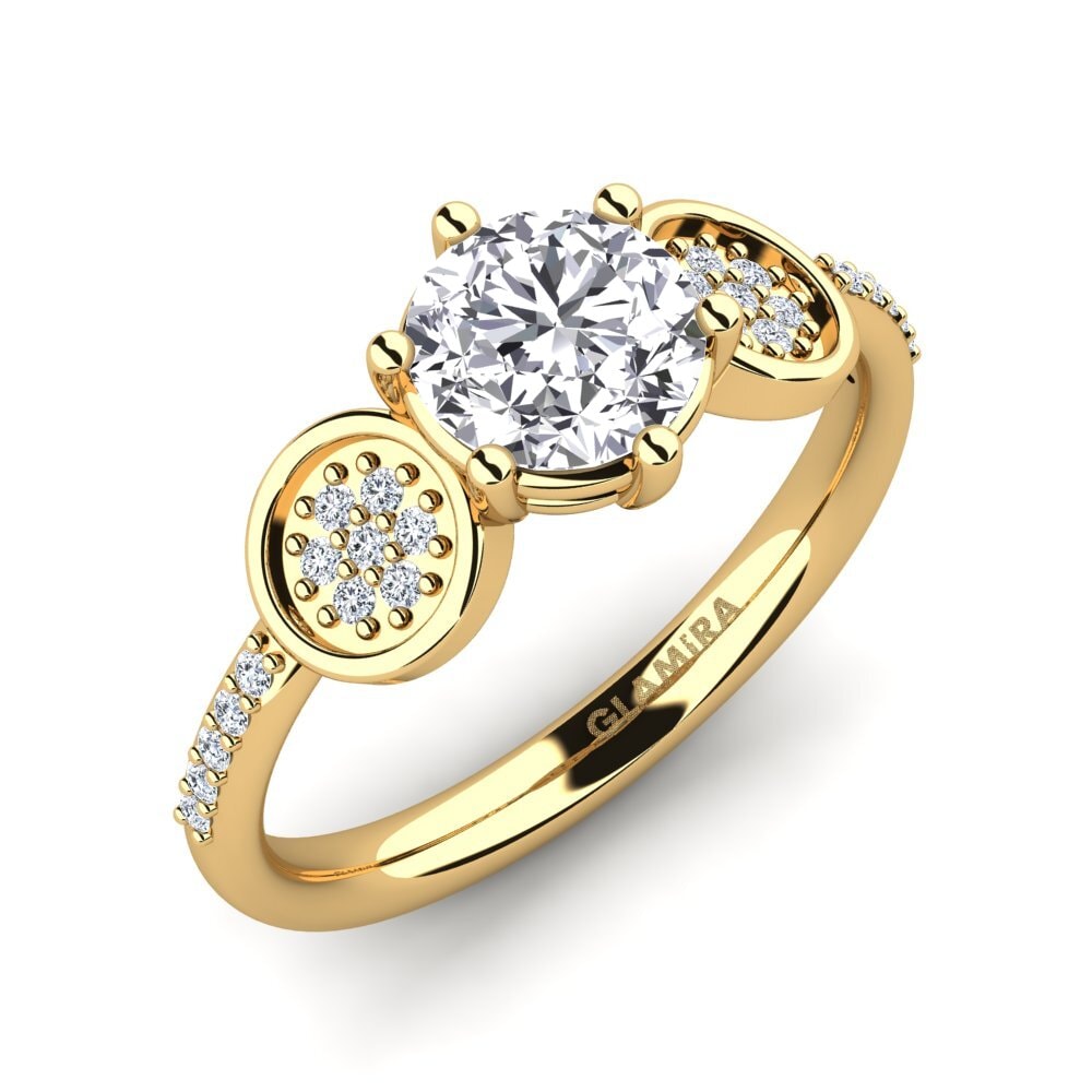 Shop 0.8 Carat Round cut 9ct Yellow Gold Diamond Engagement Ring Alinga ...