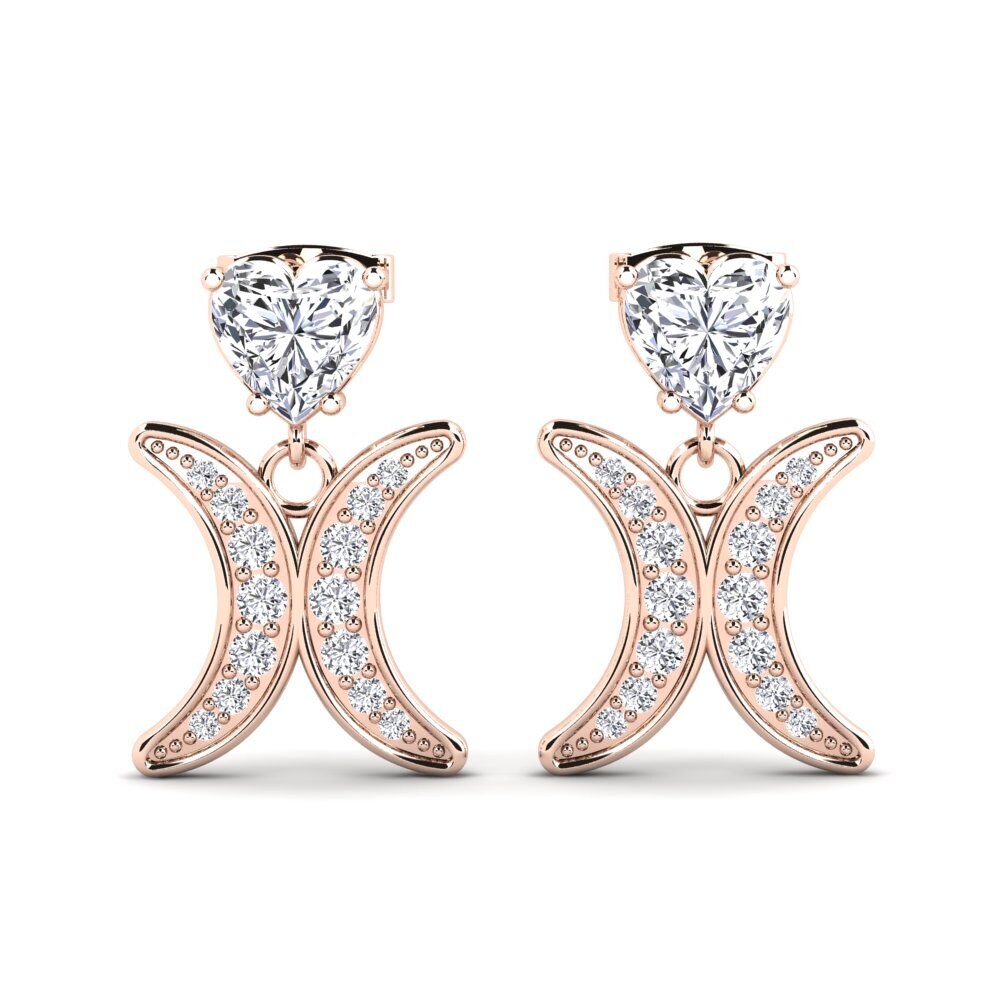 Pērc Sievietes auskars Amande ar 0.88 Karāts Sirds griezuma Rozā-750 ...