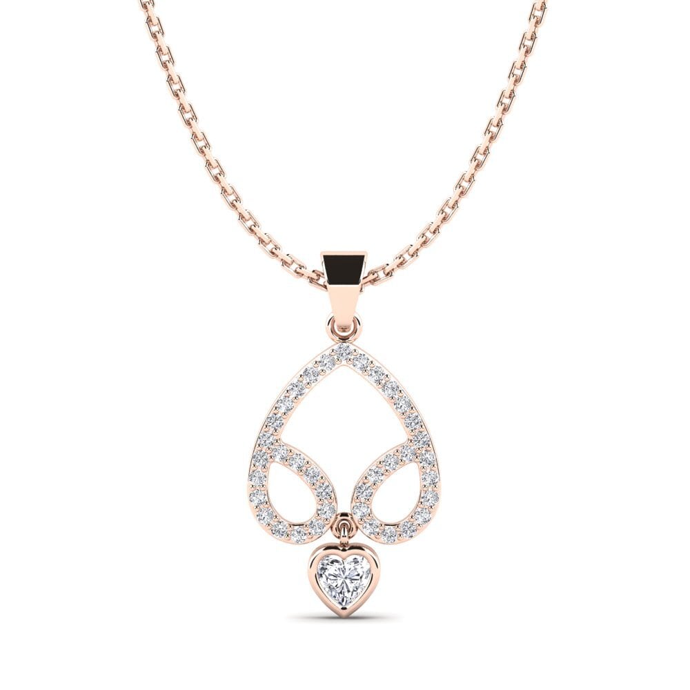 Women's Pendant Amphy in 0.1 Carat Heart cut 14ct Rose Gold Diamond ...