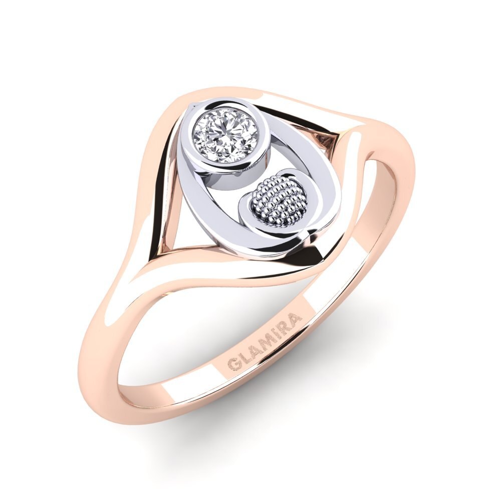 Buy 0.1 Carat Round cut 9k Rose & White Gold Diamond GLAMIRA Ring ...