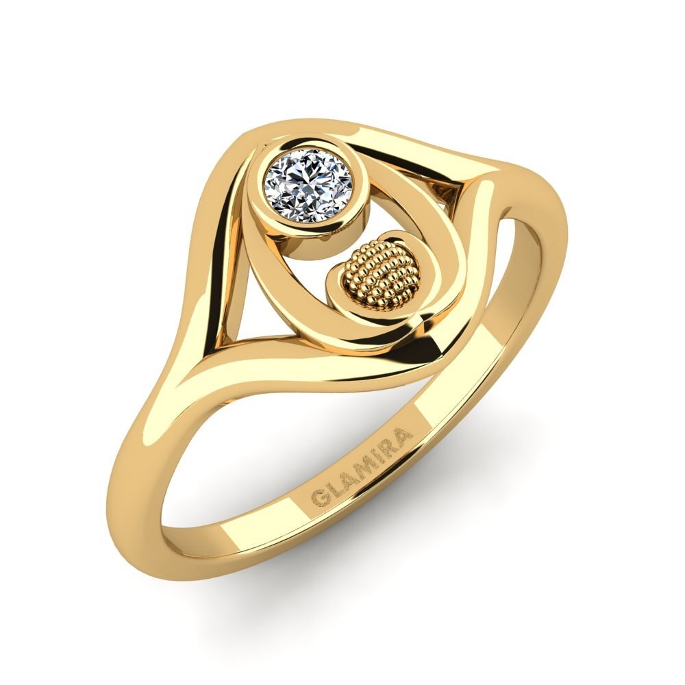 Buy 0.1 Carat Round cut Zirconia 9ct Yellow Gold GLAMIRA Ring Armour ...