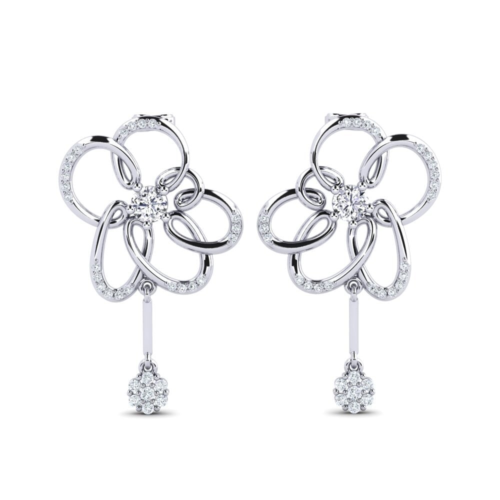 Pērc Sievietes auskars Barge ar 0.32 Karāts Apaļš griezuma Baltais-375 ...