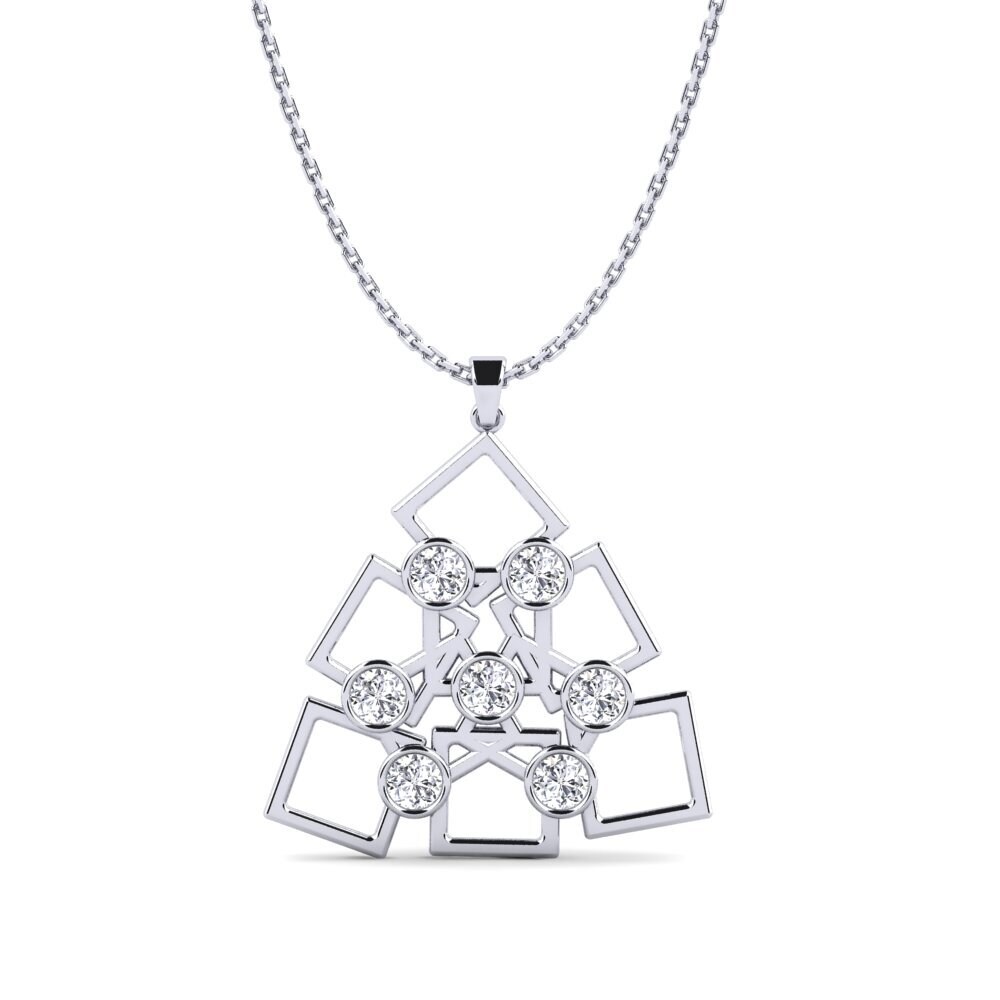 Women's Pendant Bouch in 0.7 Carat Round cut 14ct White Gold Diamond ...