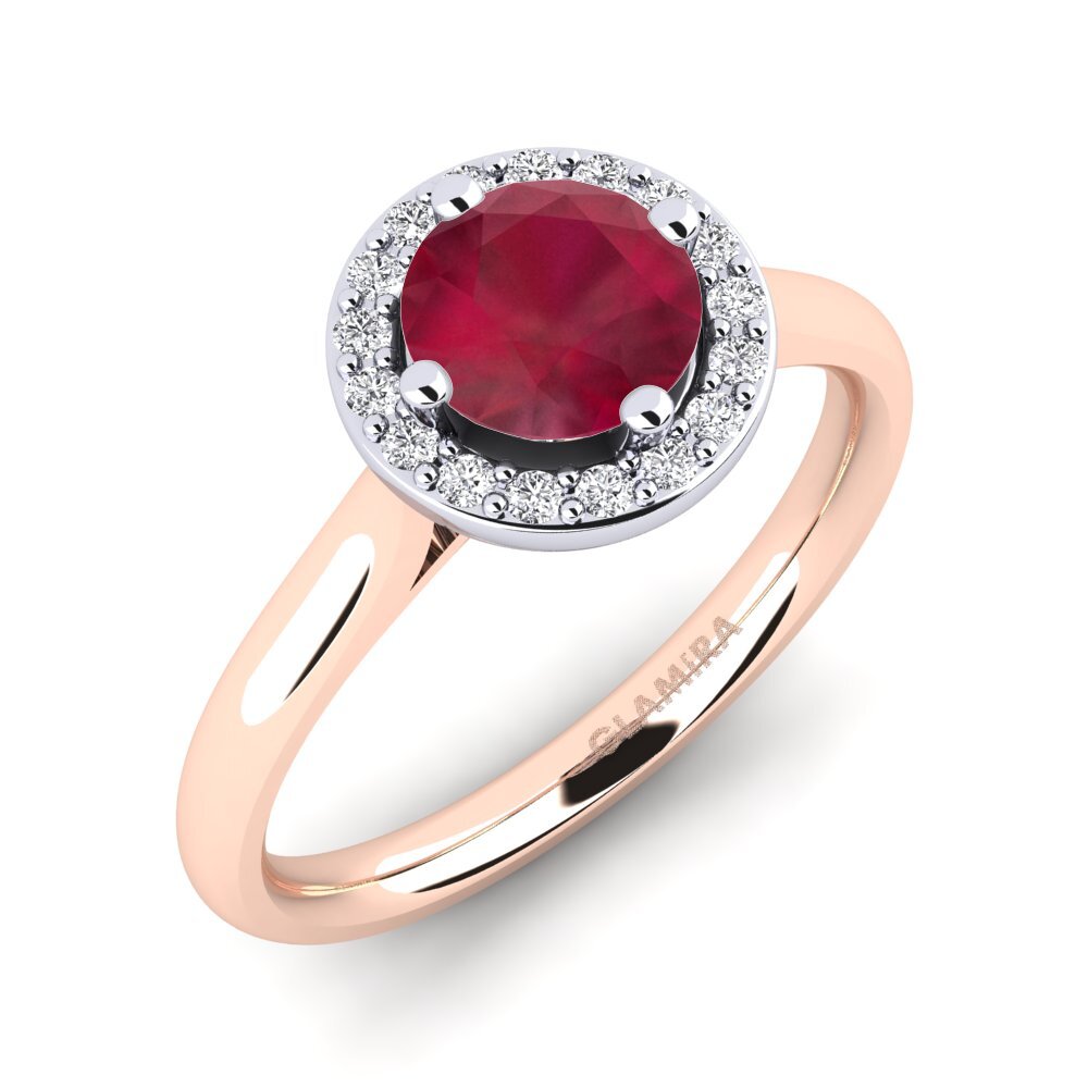 Buy 0.8 Carat Round cut Ruby 14ct Rose & White Gold Engagement Ring ...