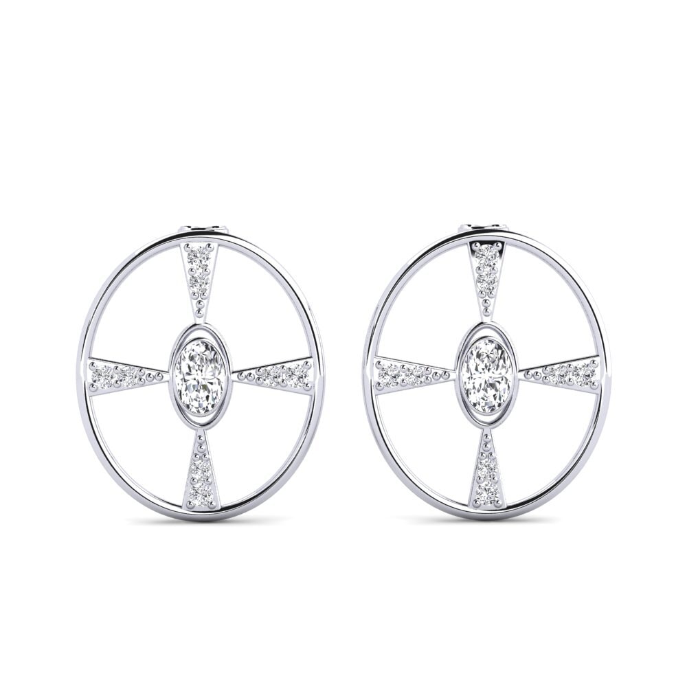 Pērc Sievietes auskars Colloides ar 0.72 Karāts Ovāls griezuma Baltais ...