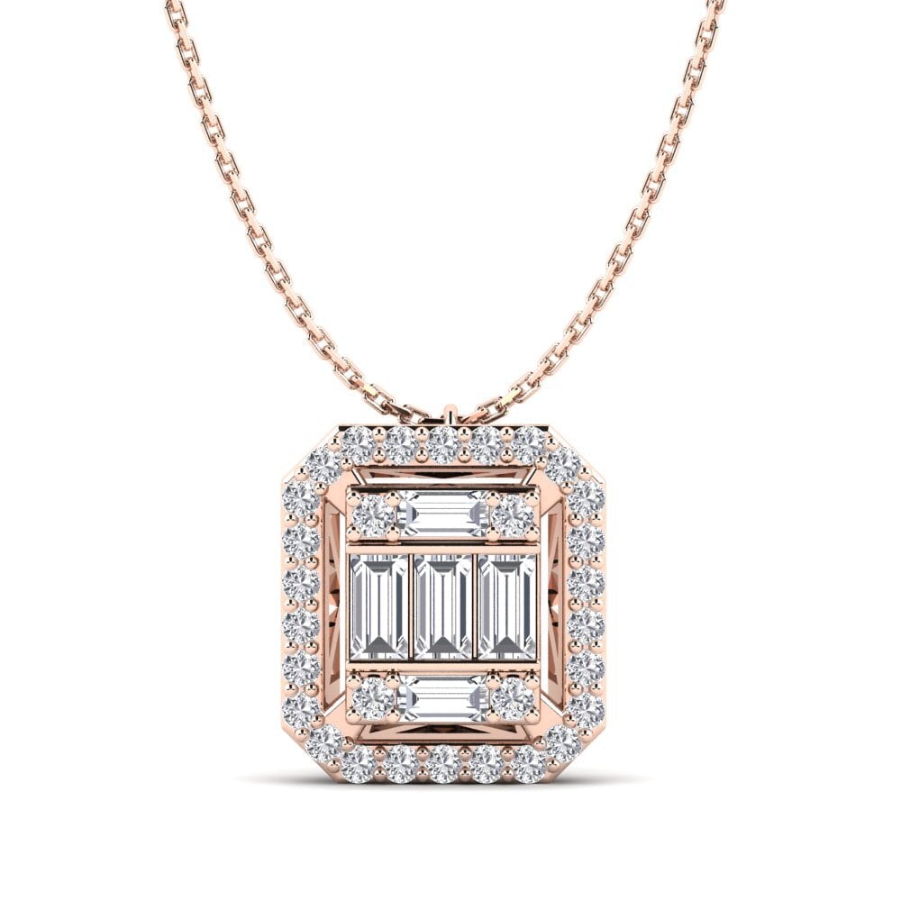 Order 0.82 Carat Baguette cut 9ct Rose Gold Diamond Women's Pendant ...