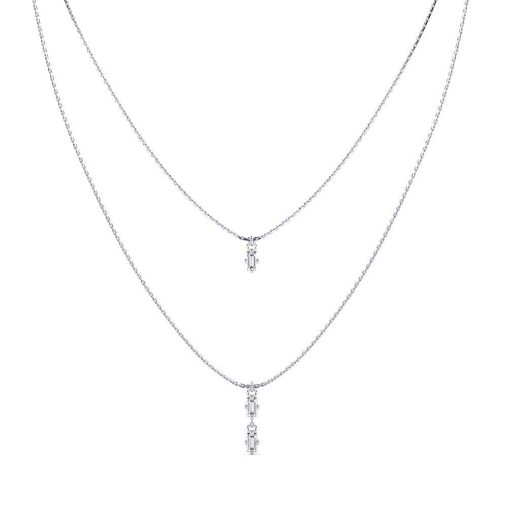 Buy 0.33 Carat Baguette cut White Silver Diamond Women's Necklace ...