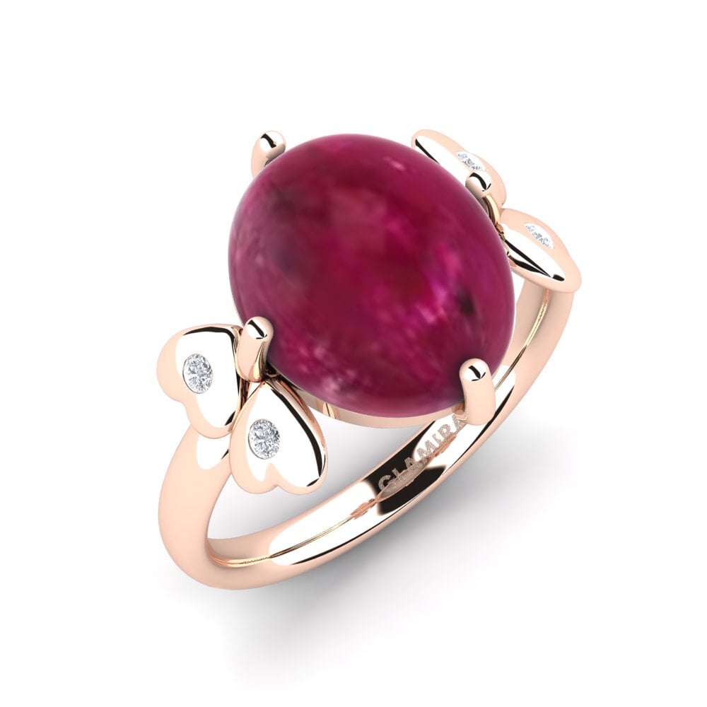 Buy 7 Carat Cabochon Oval cut Cabochon Ruby 14ct Rose Gold GLAMIRA Ring ...