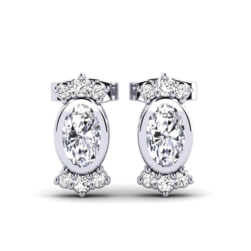 Koop Dames Oorbellen Osvald in 0.4 Karaat Ovaal geslepen 9K Wit Moissanite | GLAMIRA.nl