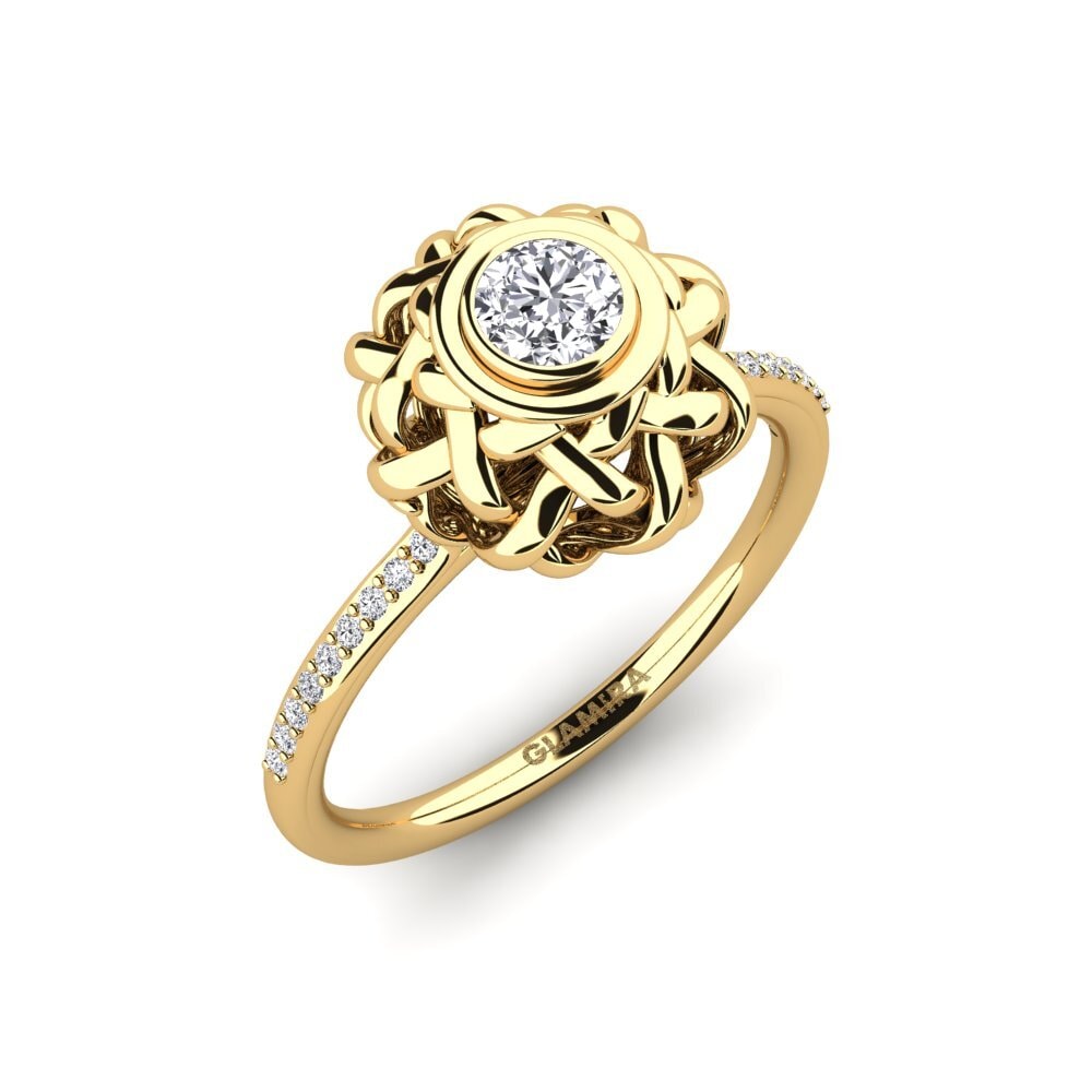 Engagement Ring Retha in 0.25 Carat Round cut 14ct Yellow Gold Diamond ...