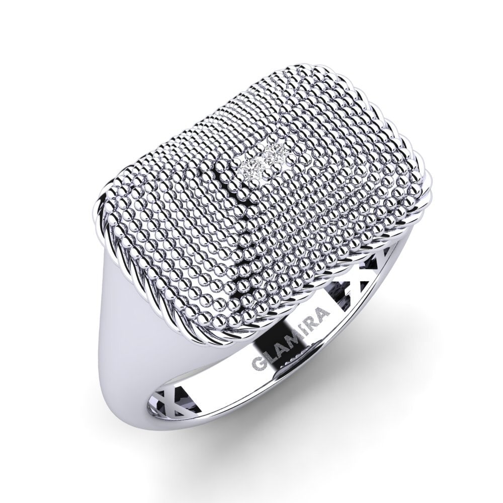 Acquista GLAMIRA Anello da mignolo Wisend in taglio Rotondo 0.016 Carati , Oro Bianco 375 ...