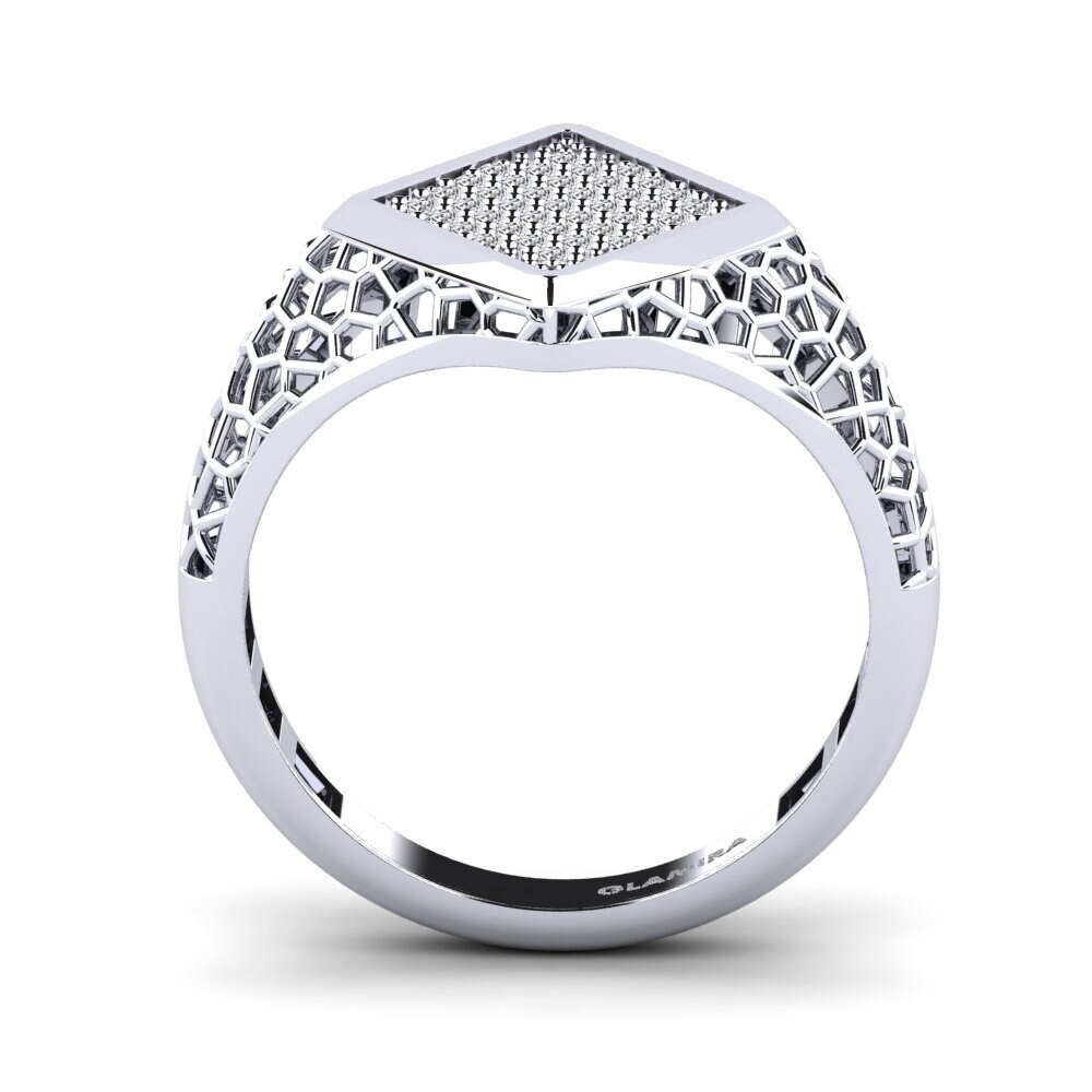 Achetez Bague Pinky homme Begloris en Or Blanc 375 Diamant De Synthèse ...