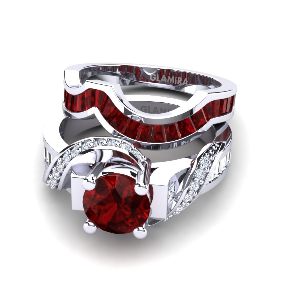 Order 1.44 Carat Round cut 14K White Gold Ruby Bridal Set Grande ...