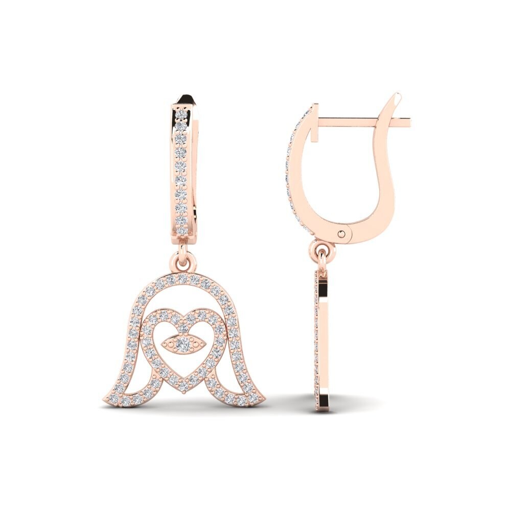 Achetez Boucle d'oreille femme Antehall en Or rose 375 Diamant 0.58 ...