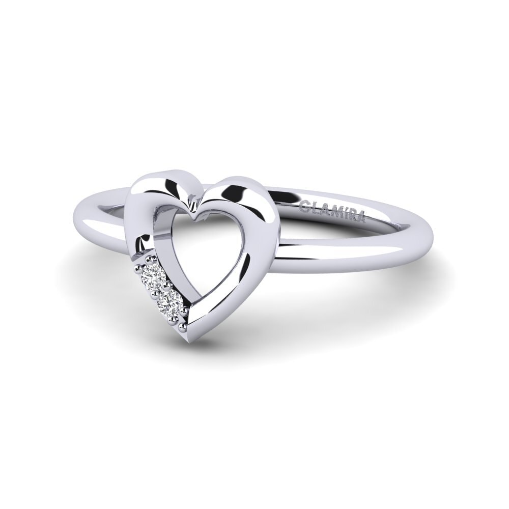 Achetez GLAMIRA Bague Lynell en Or Blanc 375 Diamant De Synthèse 0.024 Carats Ronde taillé ...