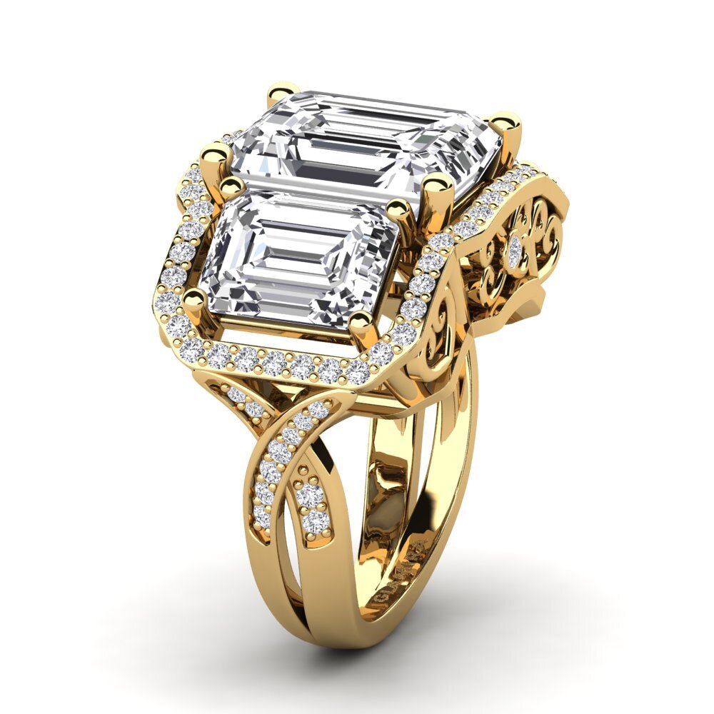 Pedir Anillo de compromiso Aithen en corte Esmeralda 7 Quilates 14k Oro ...